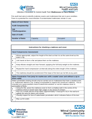 Audit Tool Mattress For Care Homes - Infection Prevention ... Doc ...