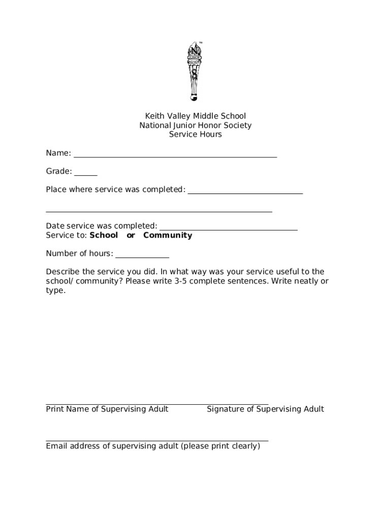 KV NJHS Community Hours Doc Template | pdfFiller