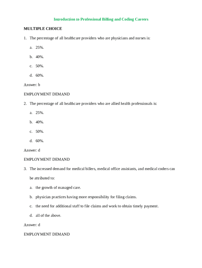 Ch 1: Intro to Professional Billing and Coding Careers Doc Template ...