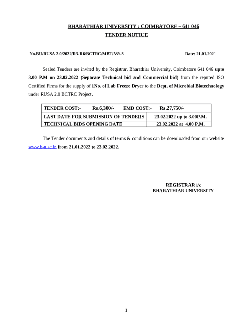 2022 (Separate Technical bid and Commercial bid) from the reputed ISO ...