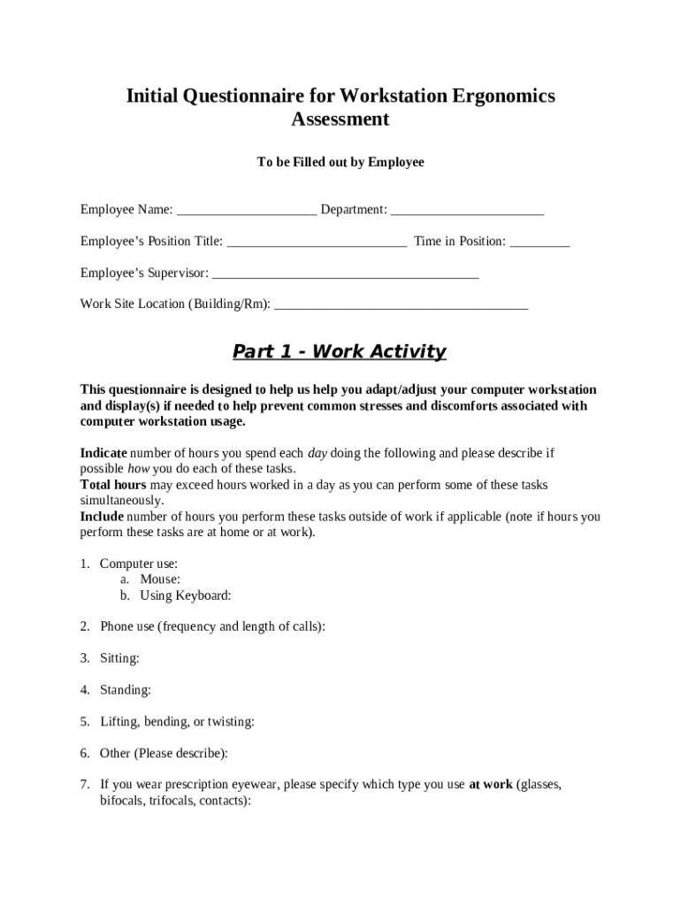 ErgoSystems Office Ergonomics Assessment Worksheet Page 1 Doc Template ...