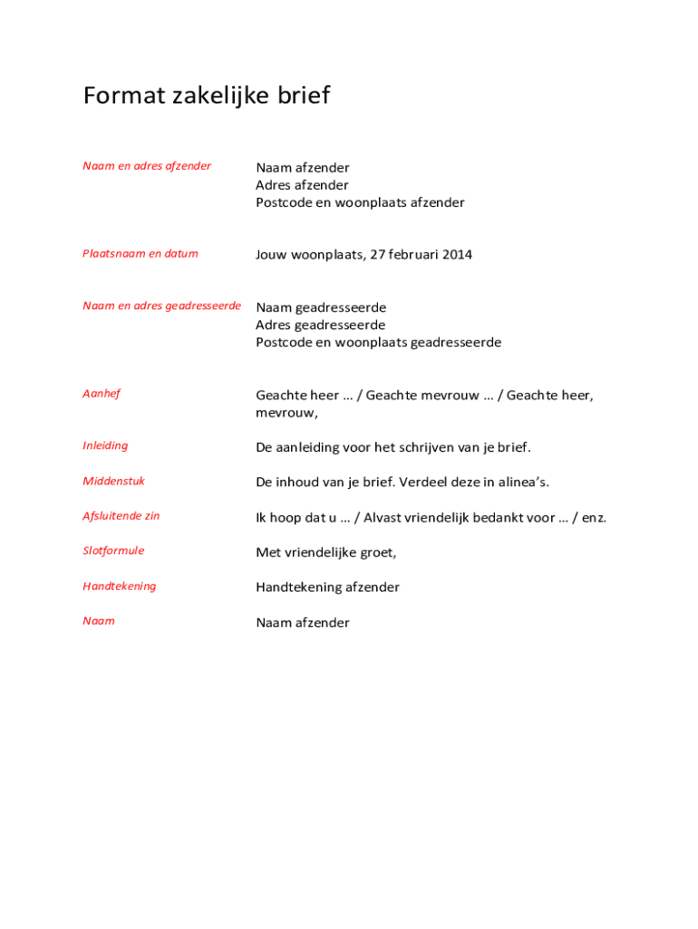 Invulbaar Online Adressering brief - Gratis professionele voorbeeld ...
