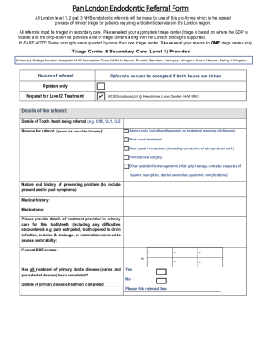 Fillable Online Pan London Endodontic Referral Form - PDF Free Download Fax Email Print - pdfFiller