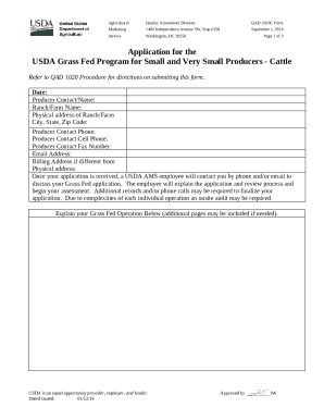 Application for the USDA Grass Fed Program for Small and ... Doc ...