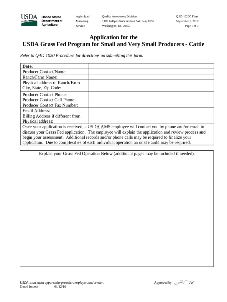 Application for the USDA Grass Fed Program for Small and ... Doc ...