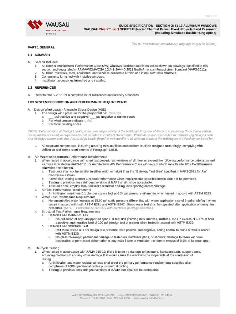 INvent XLT - Wausau Window and Wall Systems Doc Template | pdfFiller