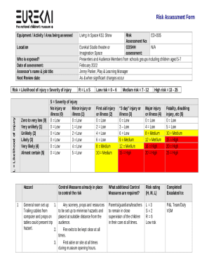 COSHH - Blank Risk Assessment Template Doc Template | pdfFiller