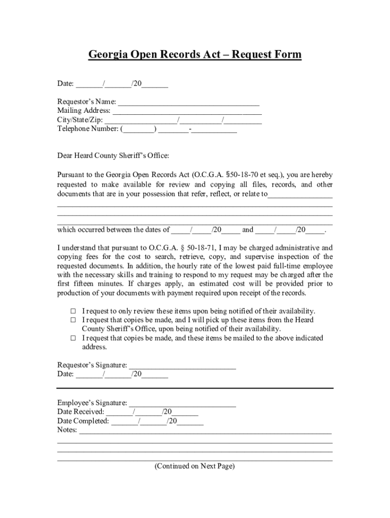 Fillable Online Georgia Open Records Fax Email Print - pdfFiller