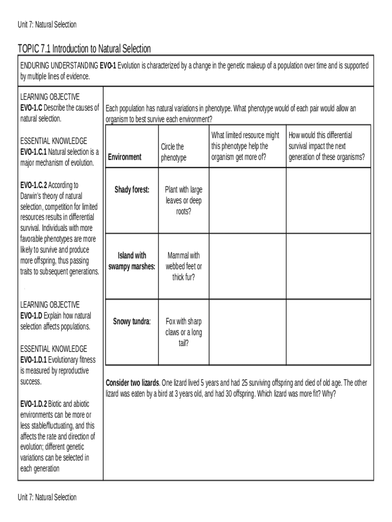 ap bio evolution review.docx - Unit 7: Natural Selection... Doc ...