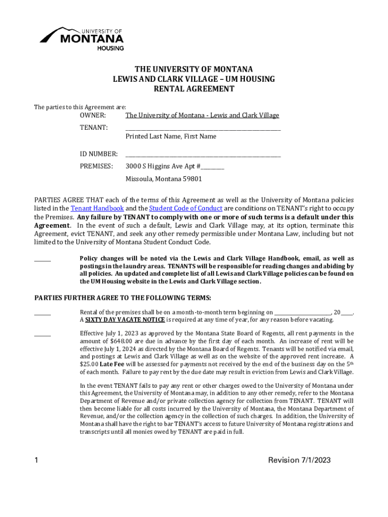 Fillable Online um housing rental agreement w/roommate addendum Fax ...
