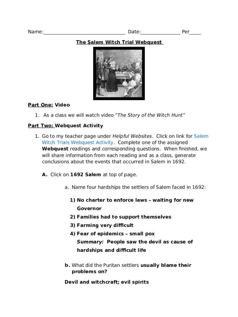 Salem witch trialsHistory, Summary, Location, Causes ... Doc Template ...