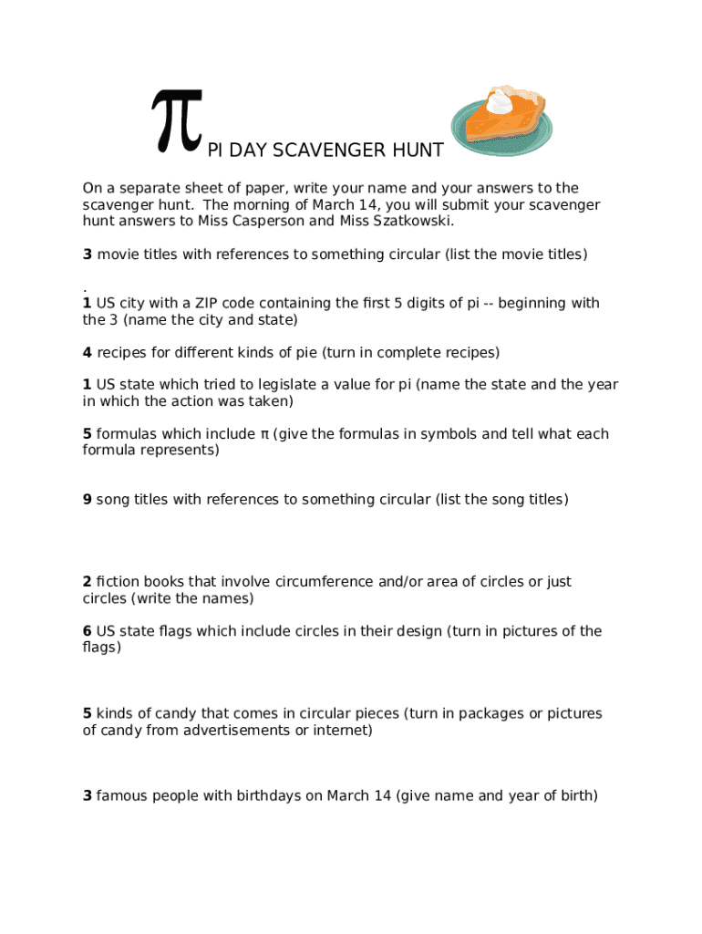 Pi Day Scavenger Hunt at Marisela Warren blog