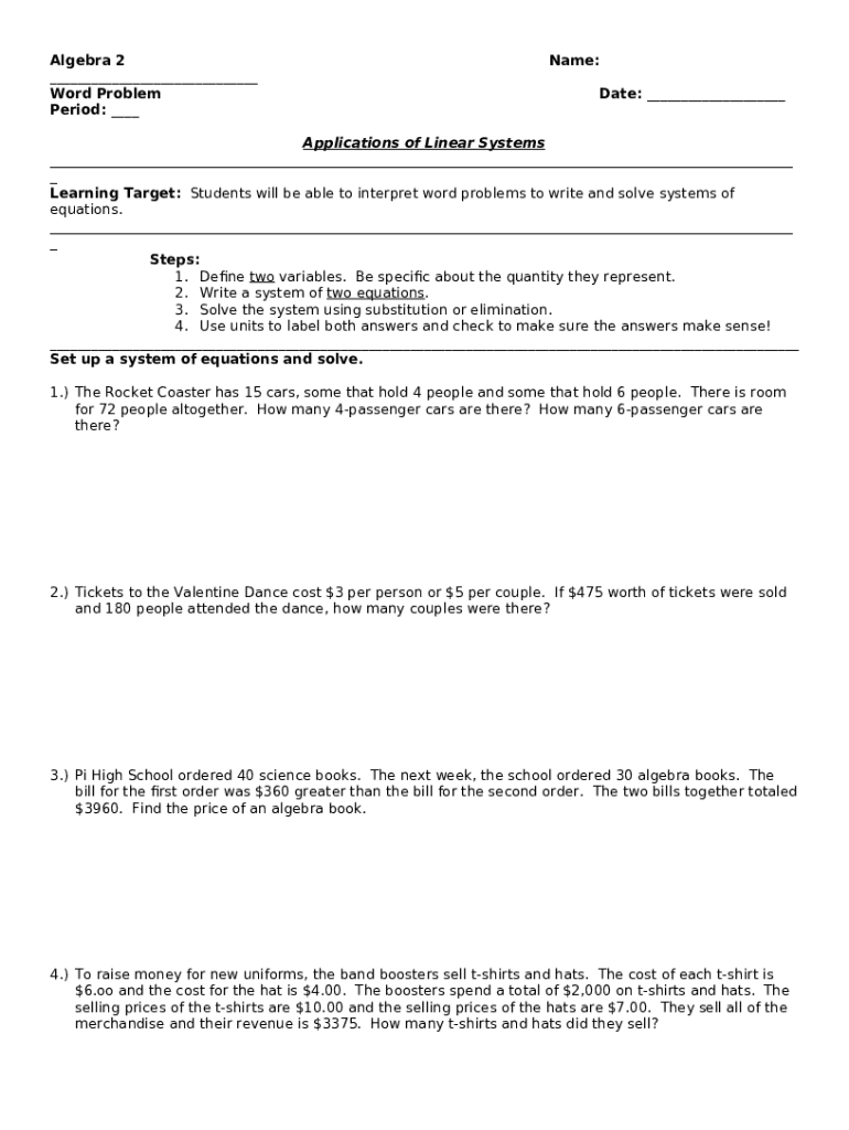 11 1 Systems Of Linear Equations Two Variables Doc Template Pdffiller