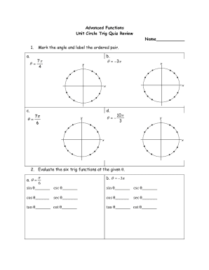Fillable Online Six Trig Values for Positive & Negative Radians ...