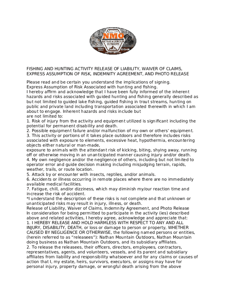 shoal creek outfitters release of liability, waiver of claims Doc ...