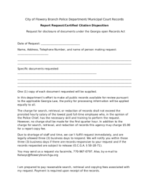 Open Records RequestCity of Flowery Branch Georgia Doc Template | pdfFiller
