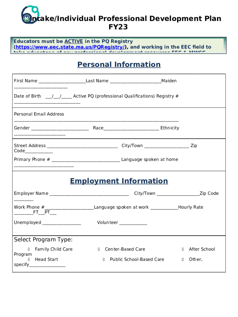 Individualized Professional Development Plans to Support ... Doc ...