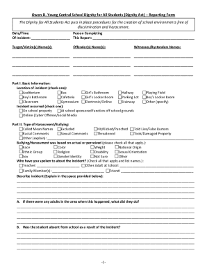 Fillable Online Reporting Form The Dignity for All Students Act puts in ...