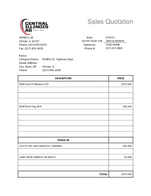 Fillable Online Sales Quotation TRACTORS AND BATWING MOWER.docx Fax ...