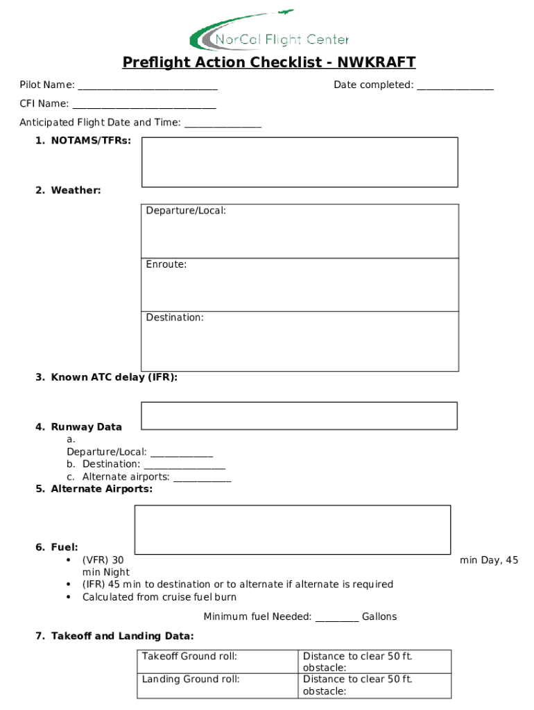 FAR 91.103 and How It Helps Ensure a Thorough Preflight Doc Template ...