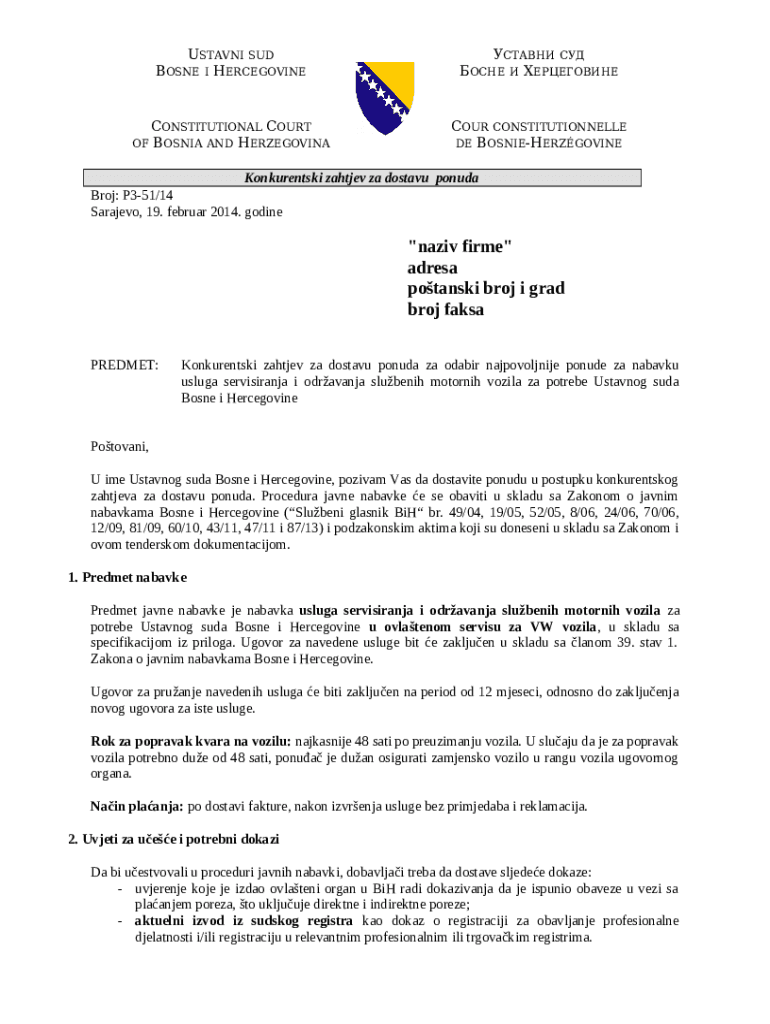 Kako se provodi konkurentski zahtjev za dostavu ponuda ... Doc Template ...