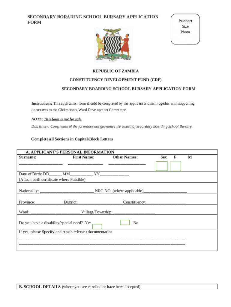CDF Bursary Application Doc Template | pdfFiller