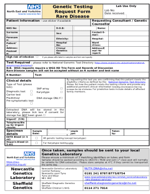 Genetic Testing Request Rare Disease (NEYGLH) Doc Template | pdfFiller
