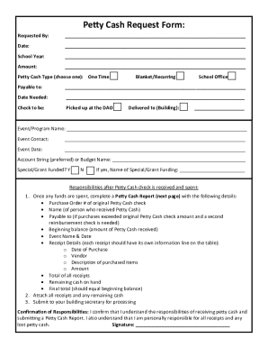 Fillable Online PETTY CASH REQUEST FORMBursar's Office Fax Email Print ...