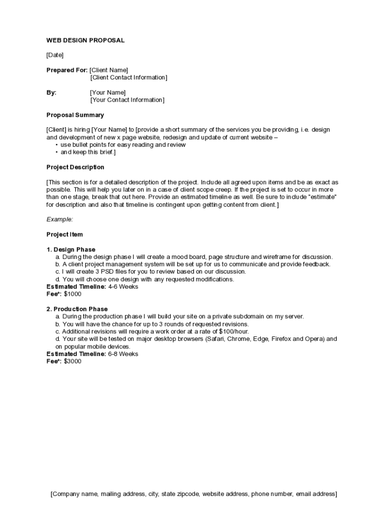 Fillable Online Web Design Proposal Template for Word, PDF Fax Email ...