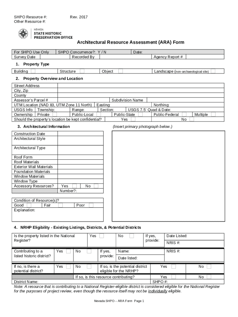 Architectural Resource Assessment (ARA) Doc Template | pdfFiller