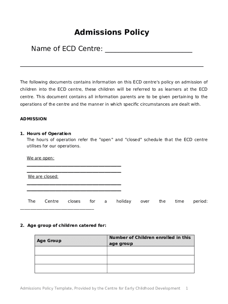 ECD ProgramsThe Administration for Children and Families Doc Template ...