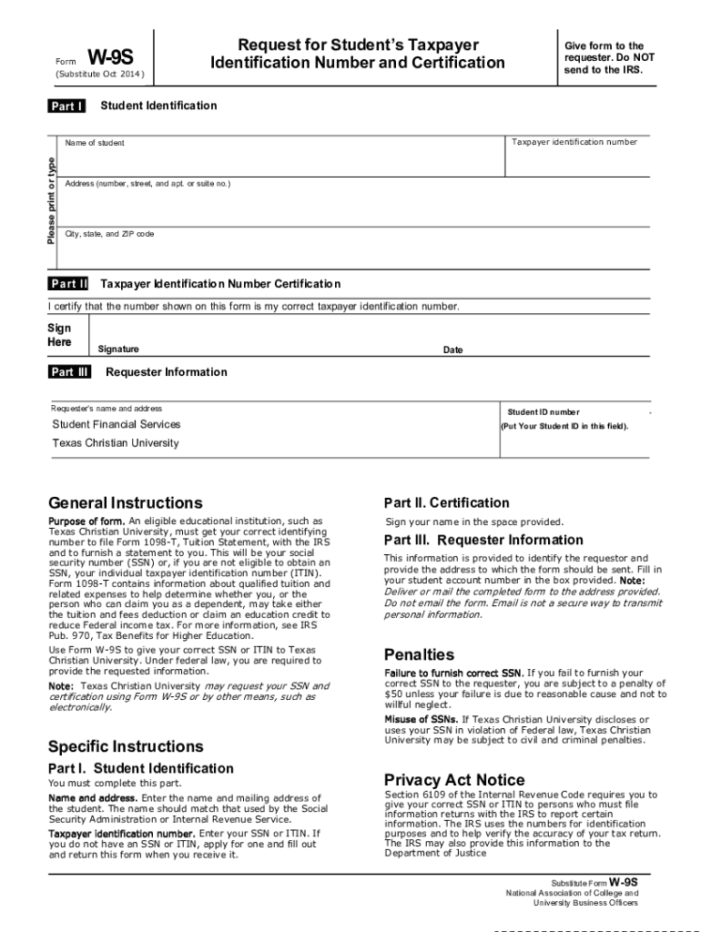 Fillable Online W-9S & International Students Fax Email Print - pdfFiller