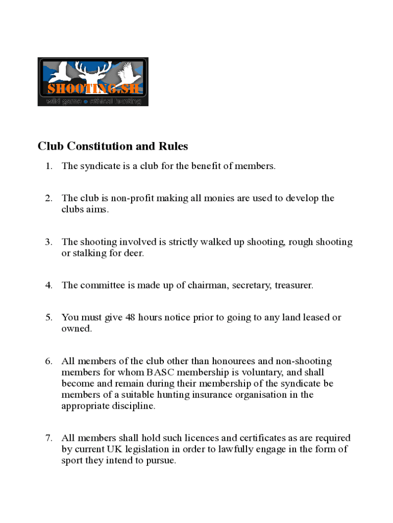 Fillable Online shooting.sh members club rules and regulations 2017 ...