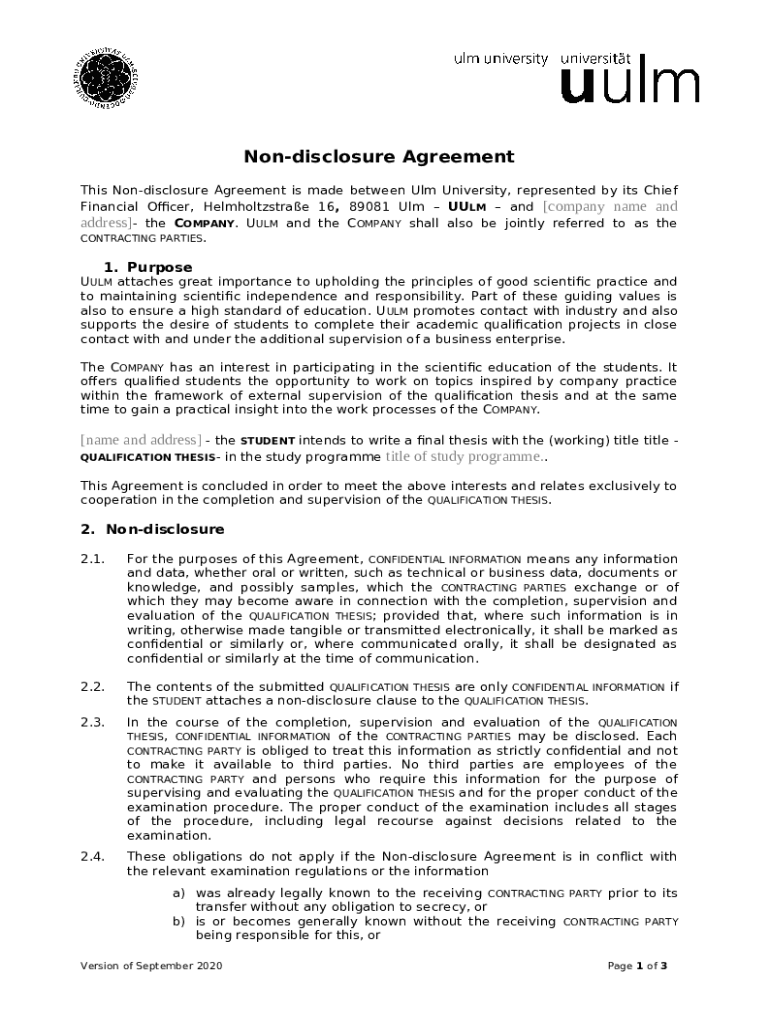 Confidential or Non-Disclosure Agreement Doc Template | pdfFiller