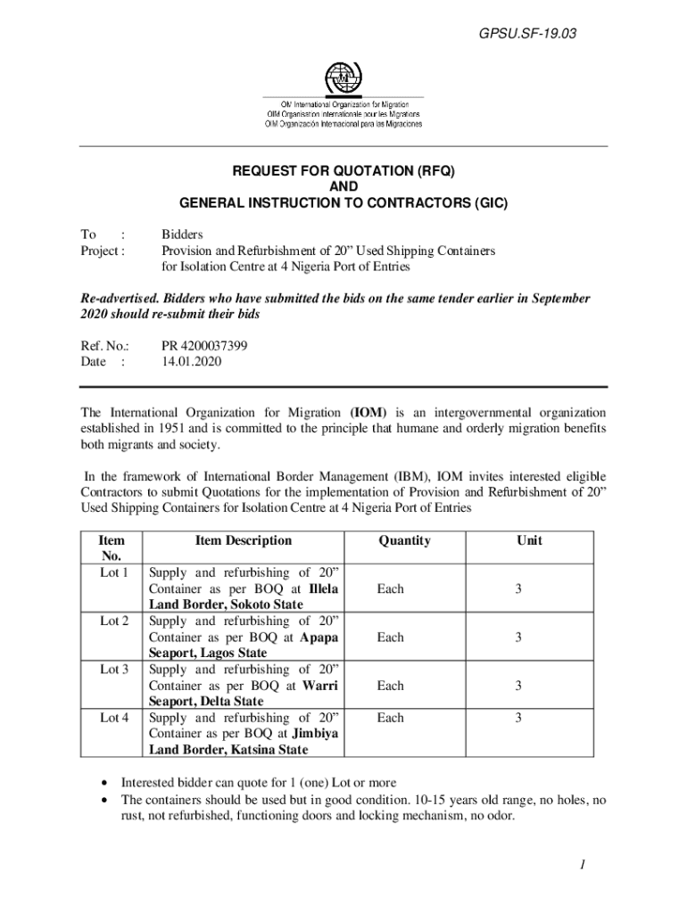 Fillable Online nigeria iom public notice for request for proposal #24-19 phase iii ... Fax ...