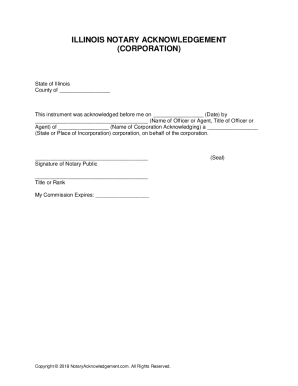Fillable Online Illinois Notary Acknowledgement - Corporation Fax Email ...
