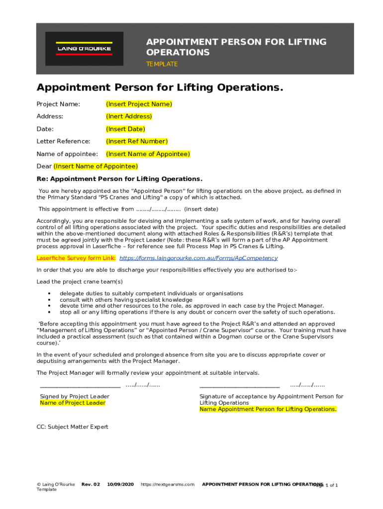 Appointment of Temporary Works Coordinator Template Doc Template ...