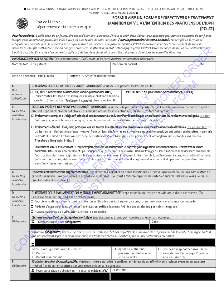 Illinois POLST Form - Blank Fillable Template | Fill Out, Print ...