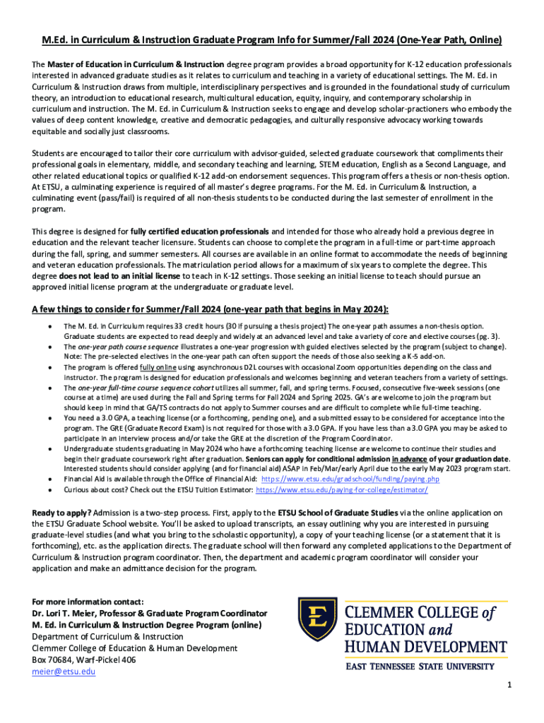 Fillable Online The Teachers College Graduate Degrees, Certificates ...