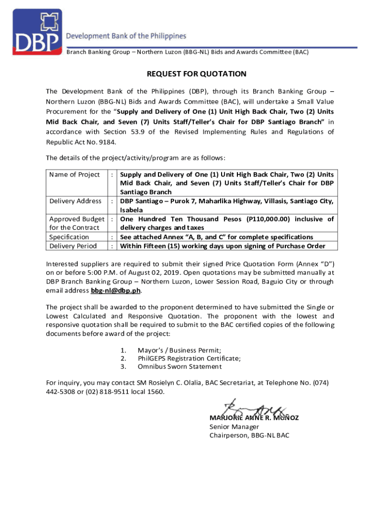 Fillable Online The Development Bank of the Philippines (DBP), through ...