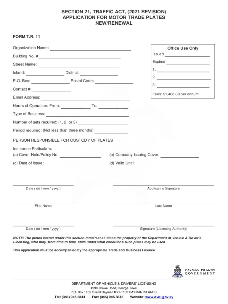 Fillable Online FORM 11 Application for Motor Trade Plates New/renewal ...