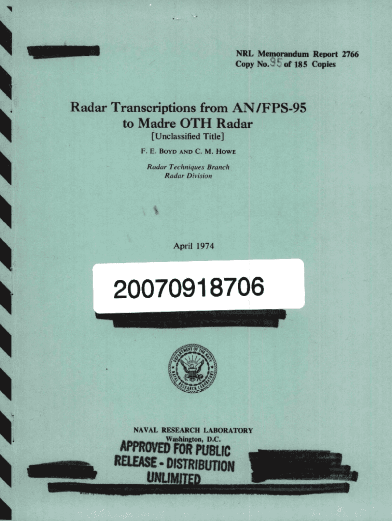 Fillable Online Radar Transcriptions from AN/FPS-95 to Madre OTH Radar ...