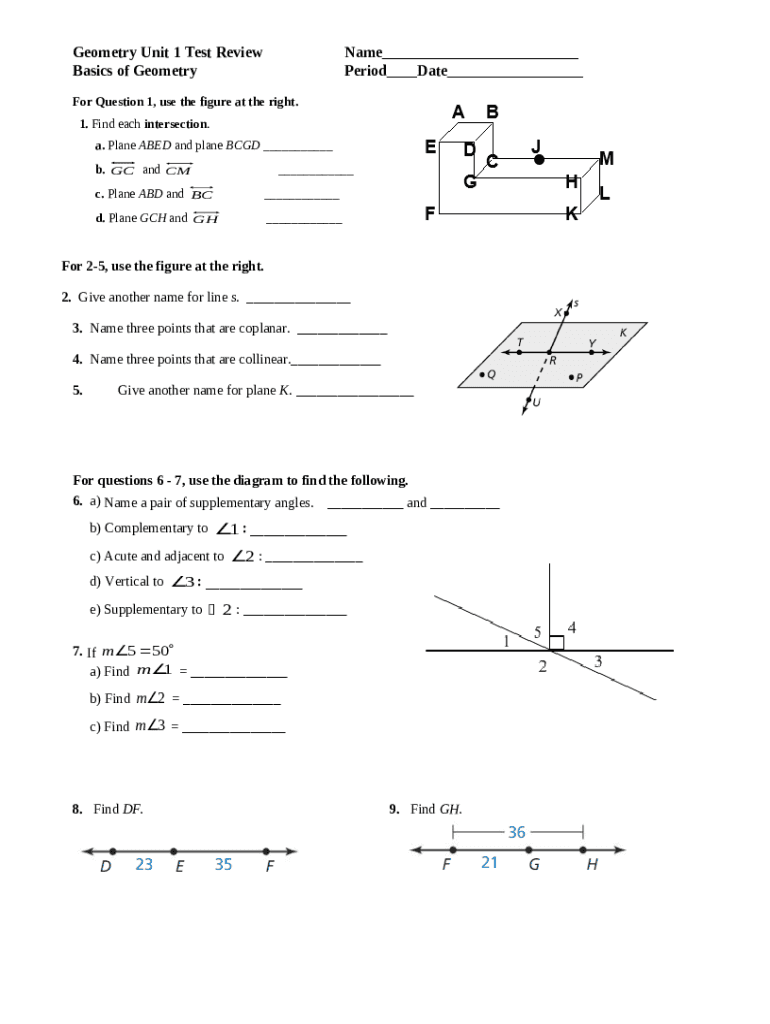 Geometry Chapter 1-2a Review Name 1. Use the diagram ... - staffweb ...