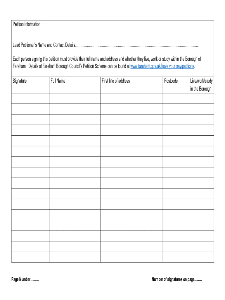 Fillable Online Paper Petition Template Fax Email Print - pdfFiller