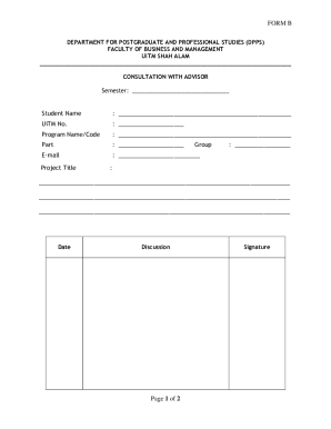 Fillable Online fbm uitm edu FORM B Page 1 of 2 - Faculty of Business ...