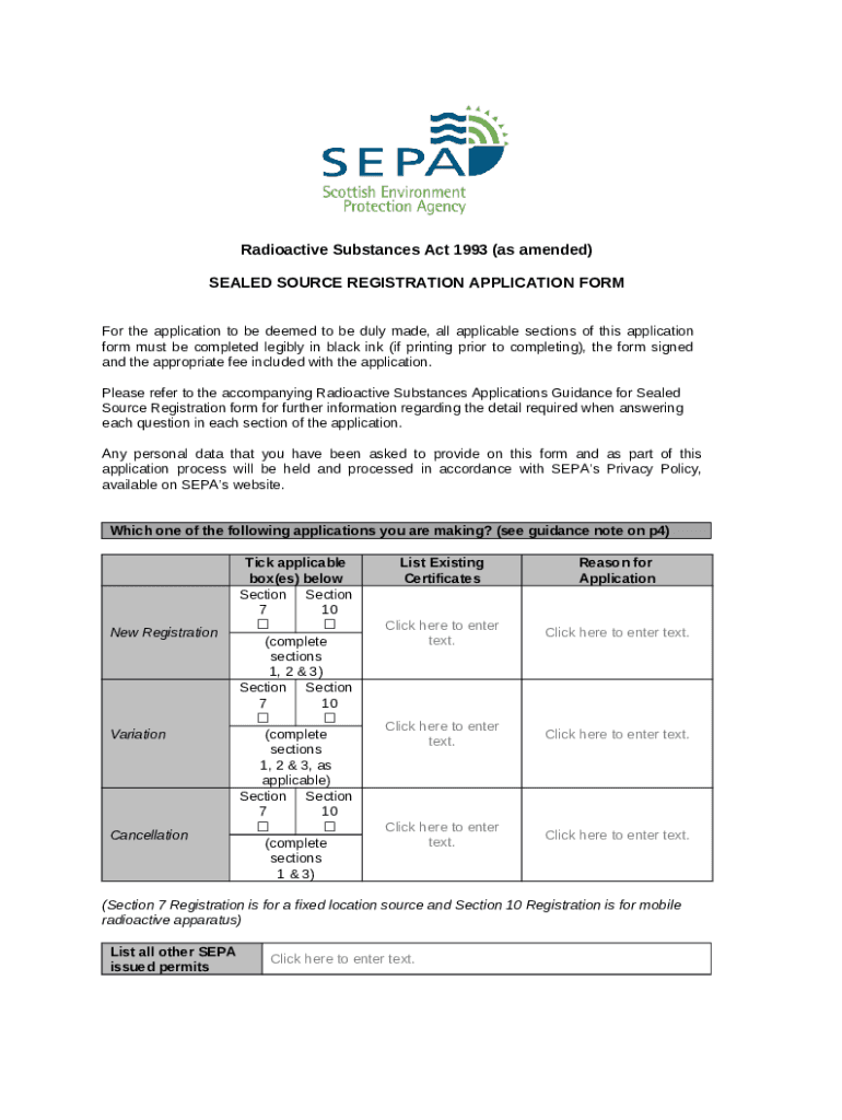RS Sealed Source Registration Application Guidance Doc Template | pdfFiller