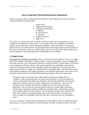 Writing Requirement Statements Doc Template | pdfFiller