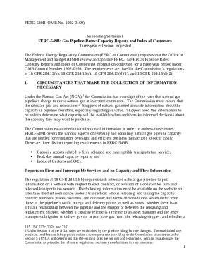 FERC No. 549B supporting statement Doc Template | pdfFiller