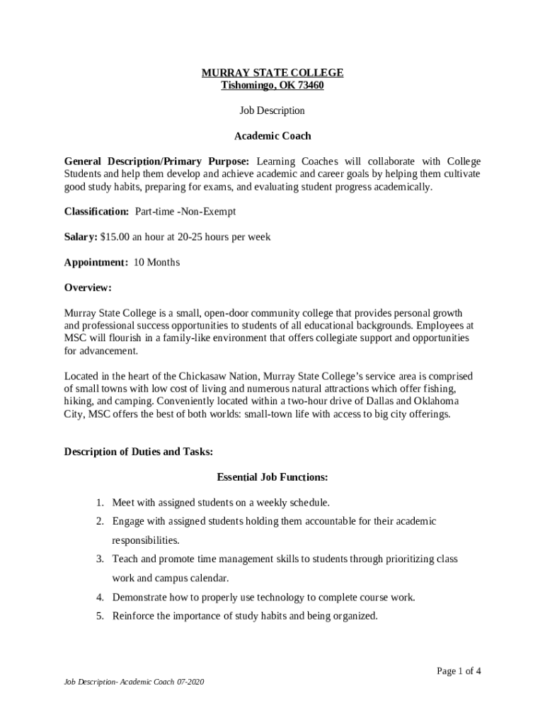 Essential Job Functions: Meet with assigned students on a ... Doc ...