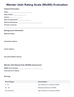 Fillable Online Wender Utah Rating Scale PDF. Unlock the insights of ...